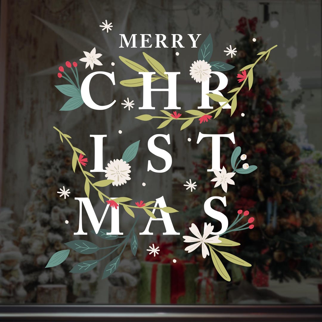 Christmas Window Sign - Christmas Window Decal, Removable Window Vinyl ...