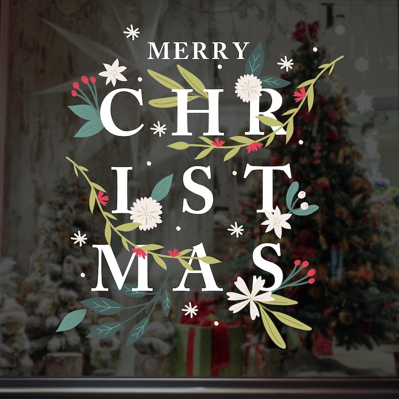 Christmas Window Sign - Christmas Window Decal, Removable Window Vinyl ...
