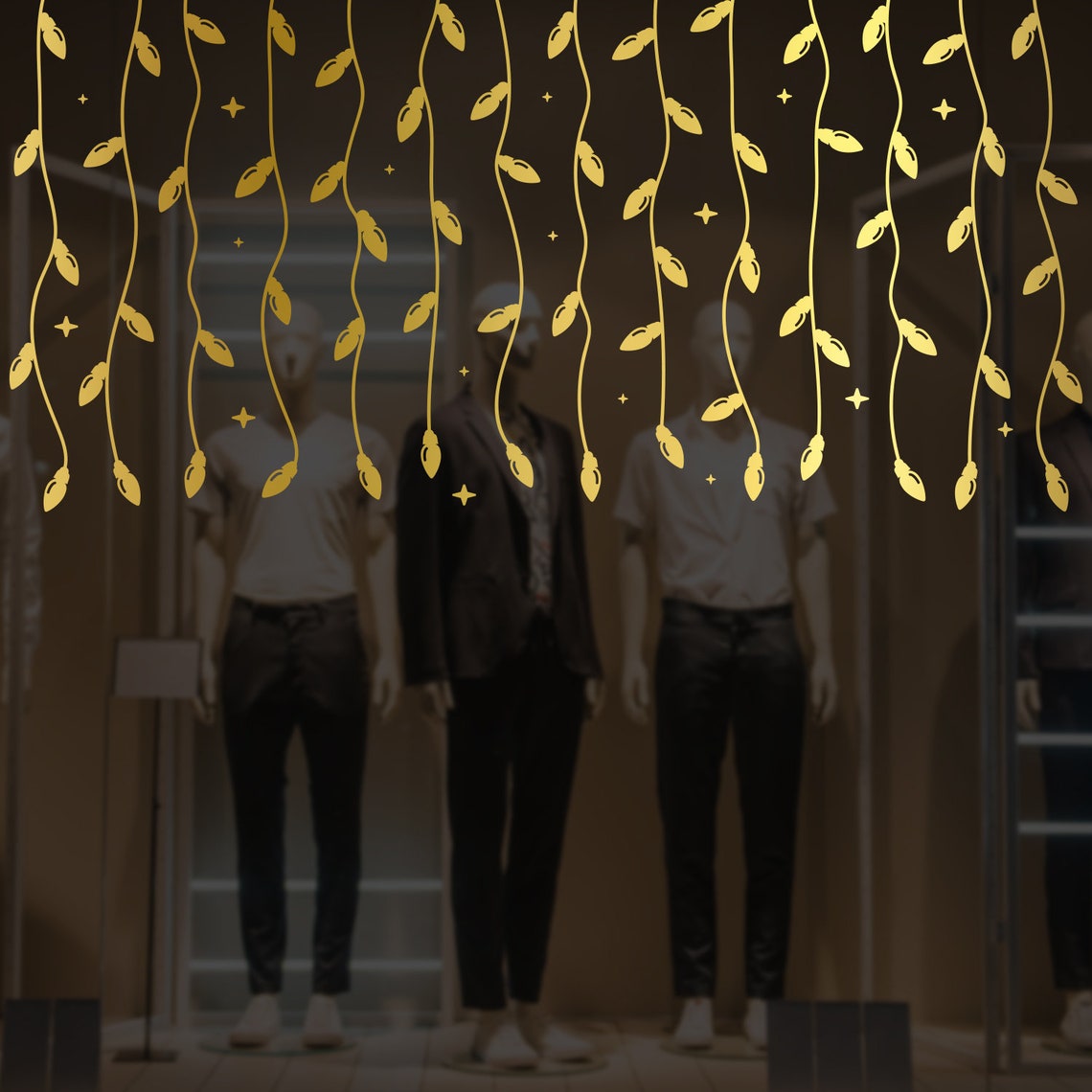 Hanging Lights Christmas Decorations Window Decal Shop Retail | Etsy