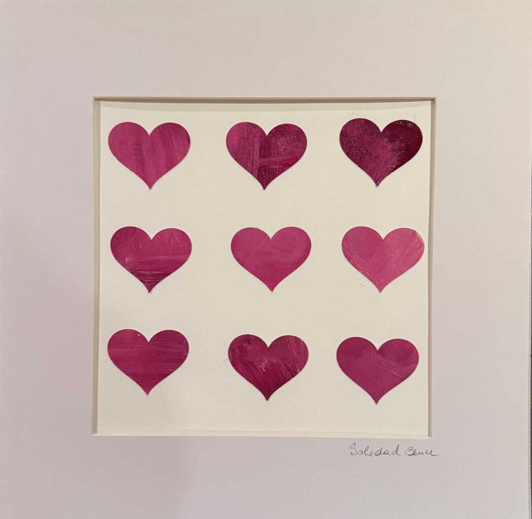 Hand-painted Hearts Art - Modern Valentine's Day Gift, 12x12 Framed - Etsy