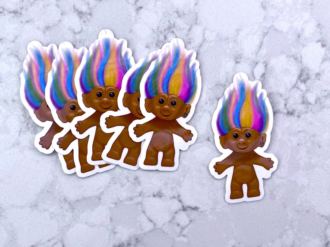 3 Vinyl Clear Sticker Troll Doll Drawing 80s 90s Nostalgia - Etsy