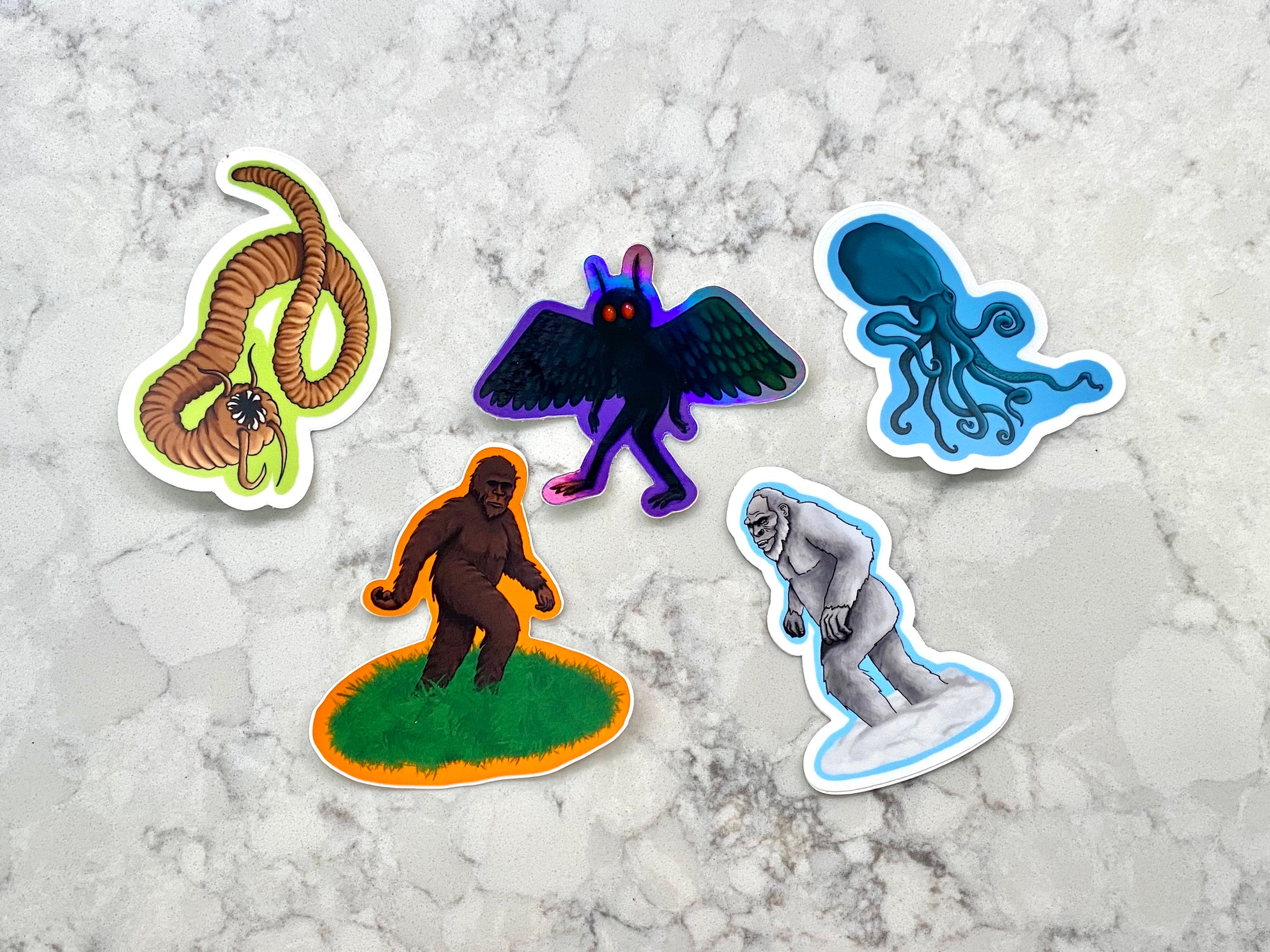 Set of 5 Stickers 3 Vinyl Cryptid Cryptozoology Bigfoot - Etsy UK