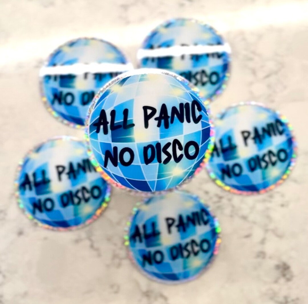 3” Glitter Waterproof Vinyl Sticker, All Panic, No Disco, Disco Ball ...