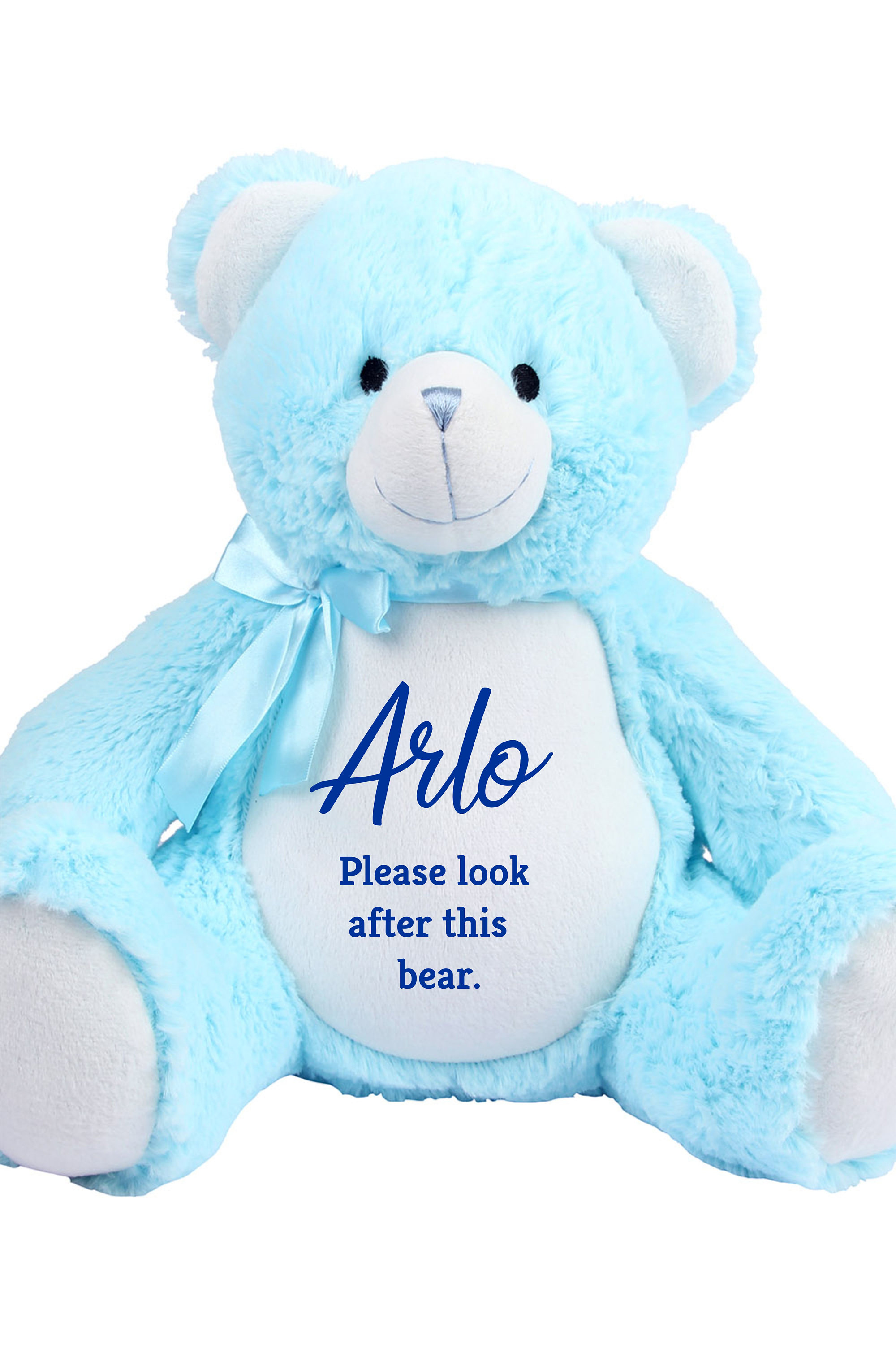 Personalised Blue Bear Soft Toy - Teddy Bear - Soft Toy - Bear Plush ...