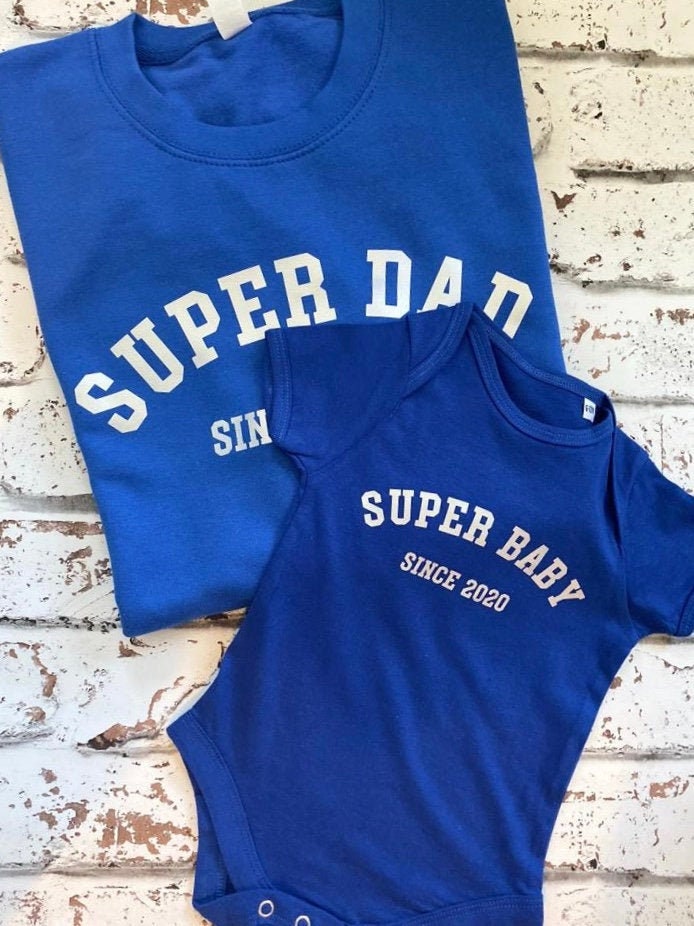 Super Dad/Baby Sweater Set Matching Father and Son T Shirt | Etsy