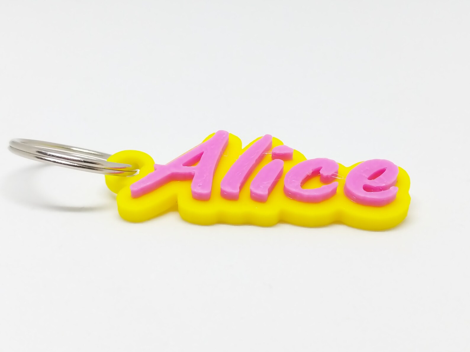 3D Personalized Two-tone Keychain BRUSHED FONT - 3D Printed Custom Name ...