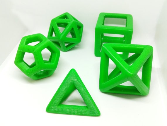 Five Platonic Solids 3D Prints Set of 5 Geometric Models | Etsy