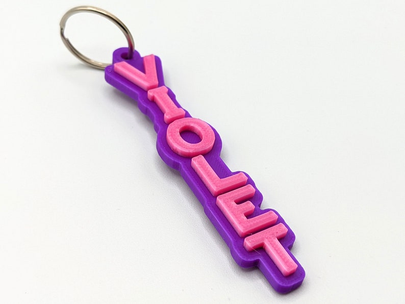3D Personalized Two-tone Keychain VERTICAL LETTERING - 3D Printed With ...
