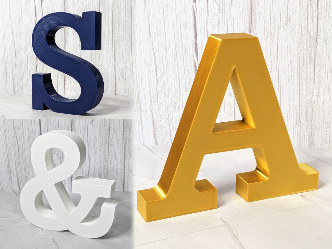LARGE Free-standing 3D Printed Letters - CLARENDON FONT 1" to 2" Thick ...