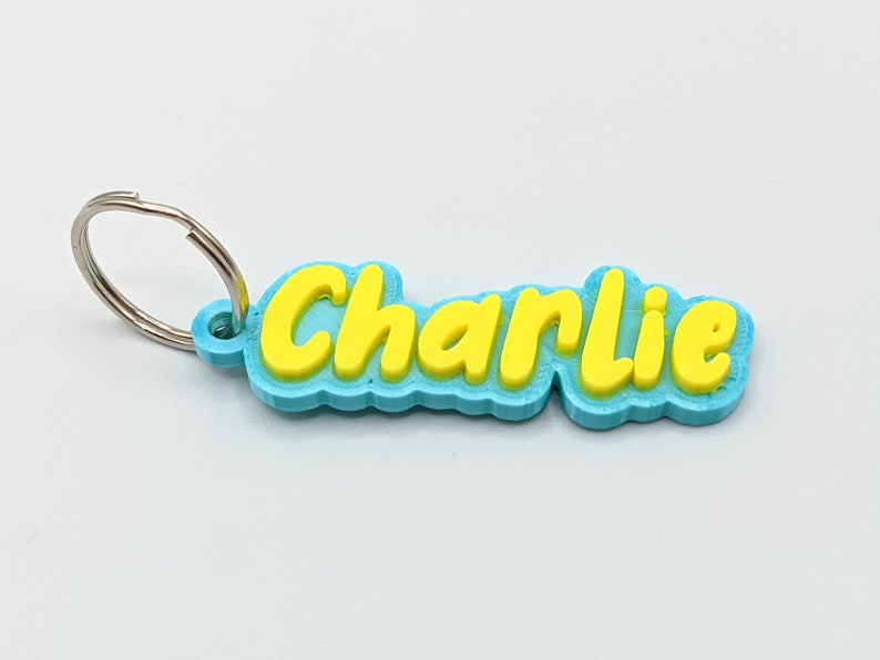3D Personalized Two-tone Keychain BUBBLEGUM FONT 3D Printed - Etsy
