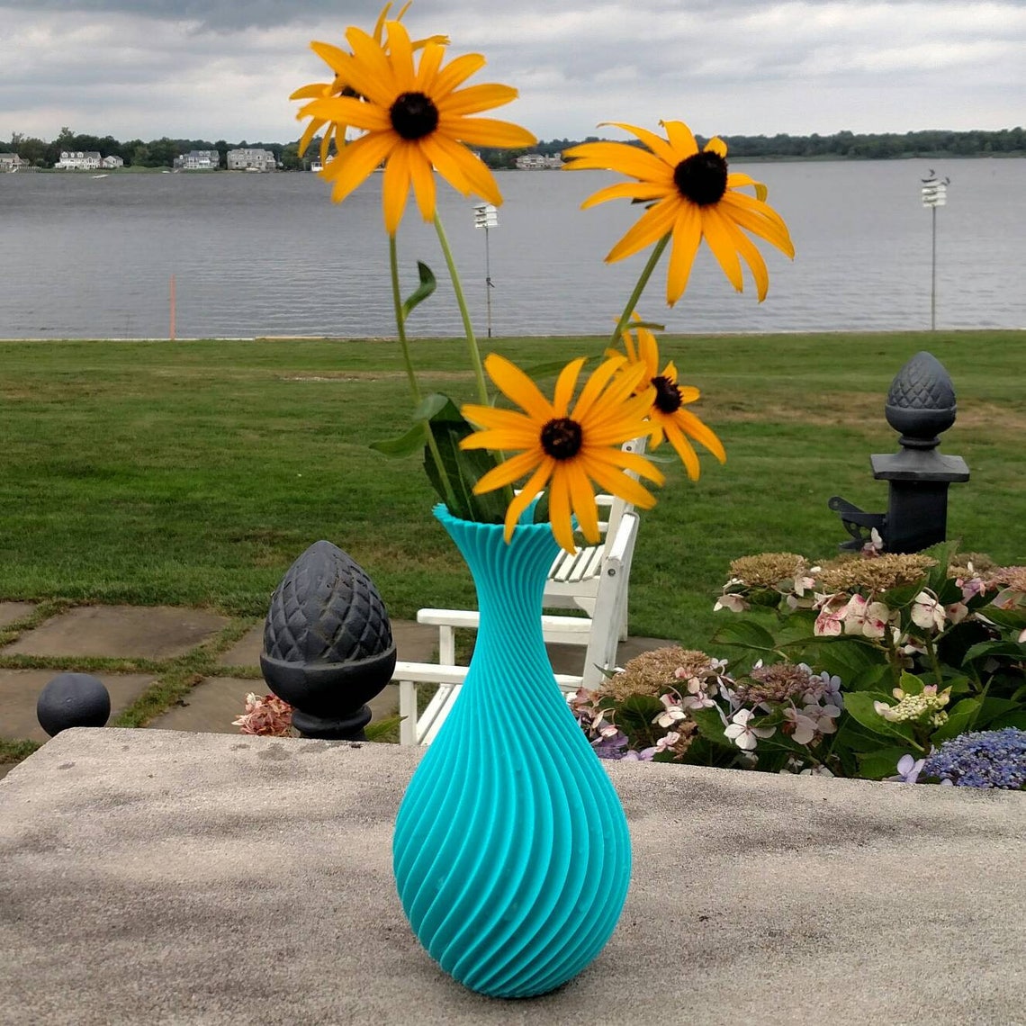 WAVES Art Vase - 3D Printed Home Decor - Modern Geometric Design - Made ...