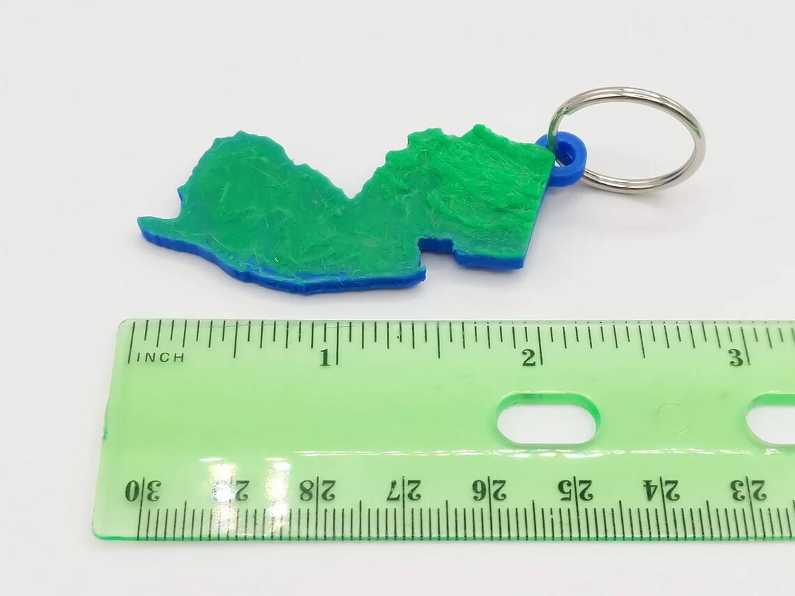3D New Jersey Height Map Keychain - Two-tone 3D Printed Keychain ...