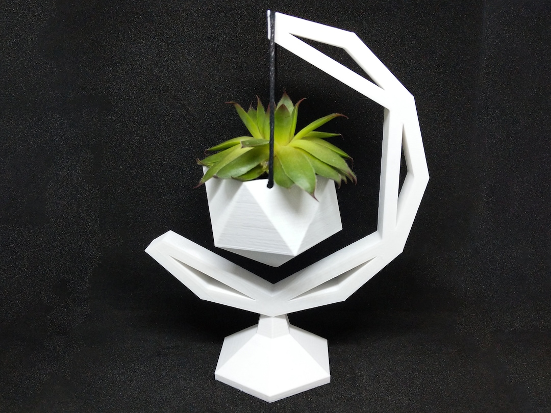 Crescent 3D Printed Hanging Planter - Mini Succulent Planter - Modern ...