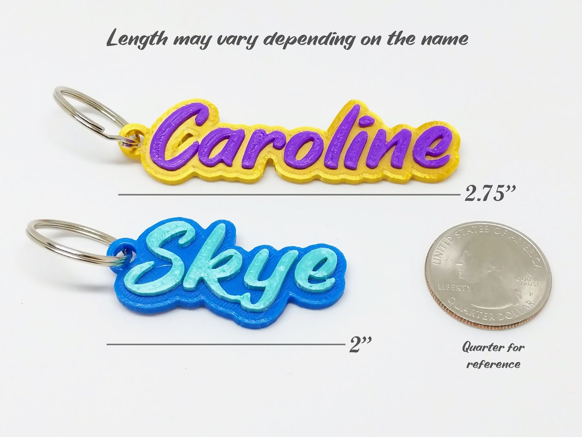 3D Personalized Two-tone Keychain BRUSHED FONT 3D Printed | Etsy