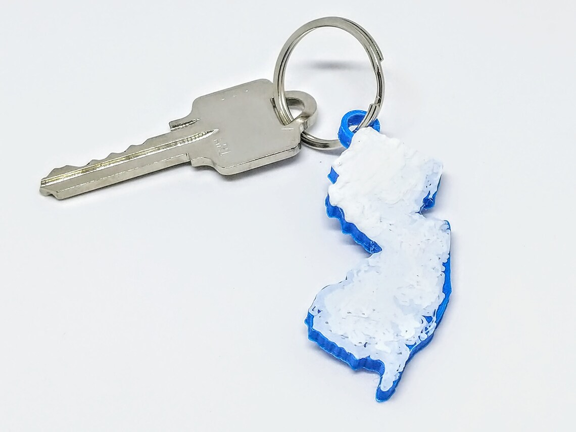 3D New Jersey Height Map Keychain - Two-tone 3D Printed Keychain ...