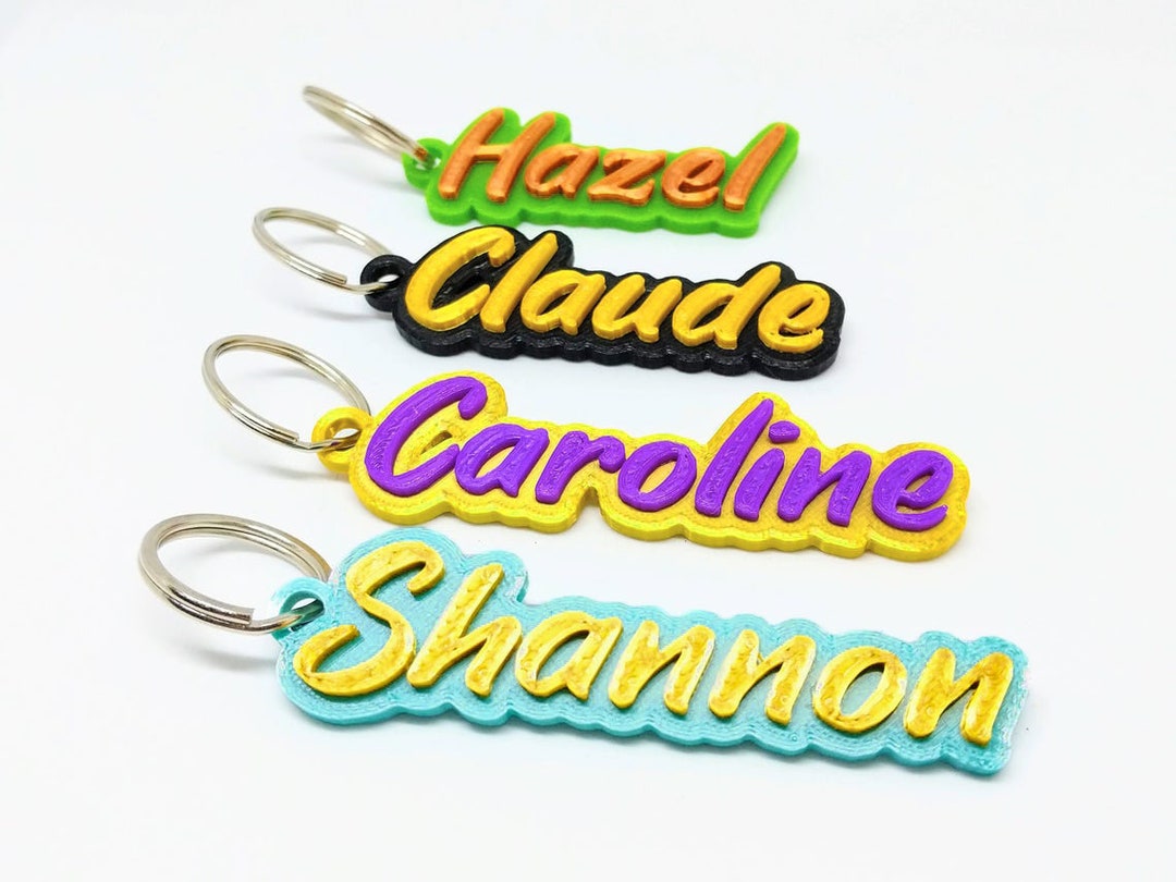 3D Personalized Two-tone Keychain BRUSHED FONT - 3D Printed Custom Name ...