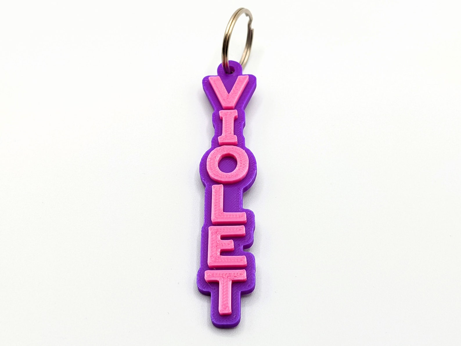 3D Personalized Two-tone Keychain VERTICAL LETTERING - 3D Printed With ...