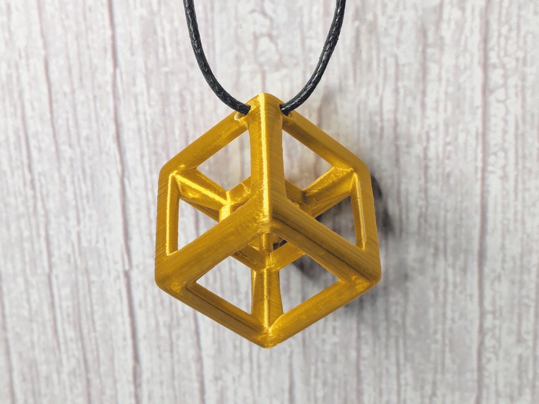 Tesseract 3D Printed Geometric Necklace - Modern Jewelry - Made to ...