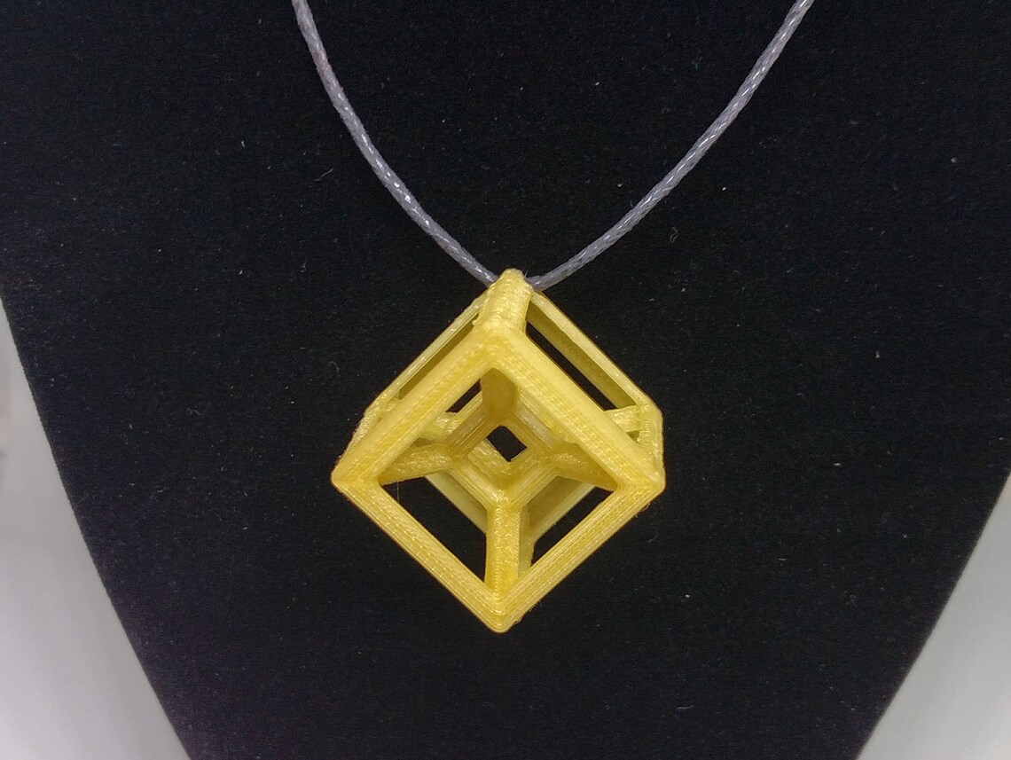 Tesseract 3D Printed Geometric Necklace Modern Jewelry - Etsy