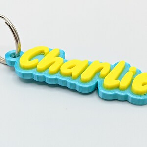 3D Personalized Two-tone Keychain BUBBLEGUM FONT 3D Printed - Etsy