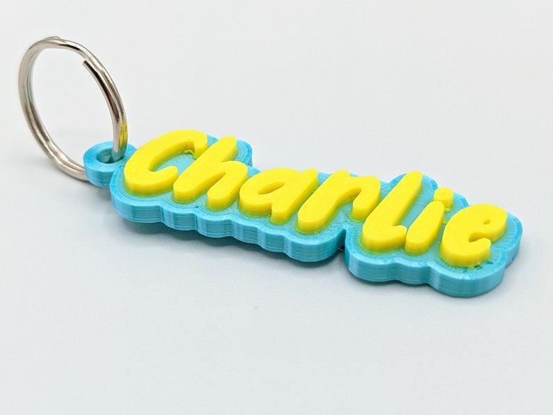 3D Personalized Two-tone Keychain BUBBLEGUM FONT 3D Printed - Etsy