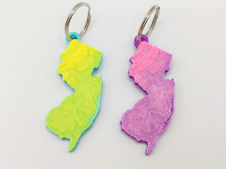 3D New Jersey Height Map Keychain - Two-tone 3D Printed Keychain ...