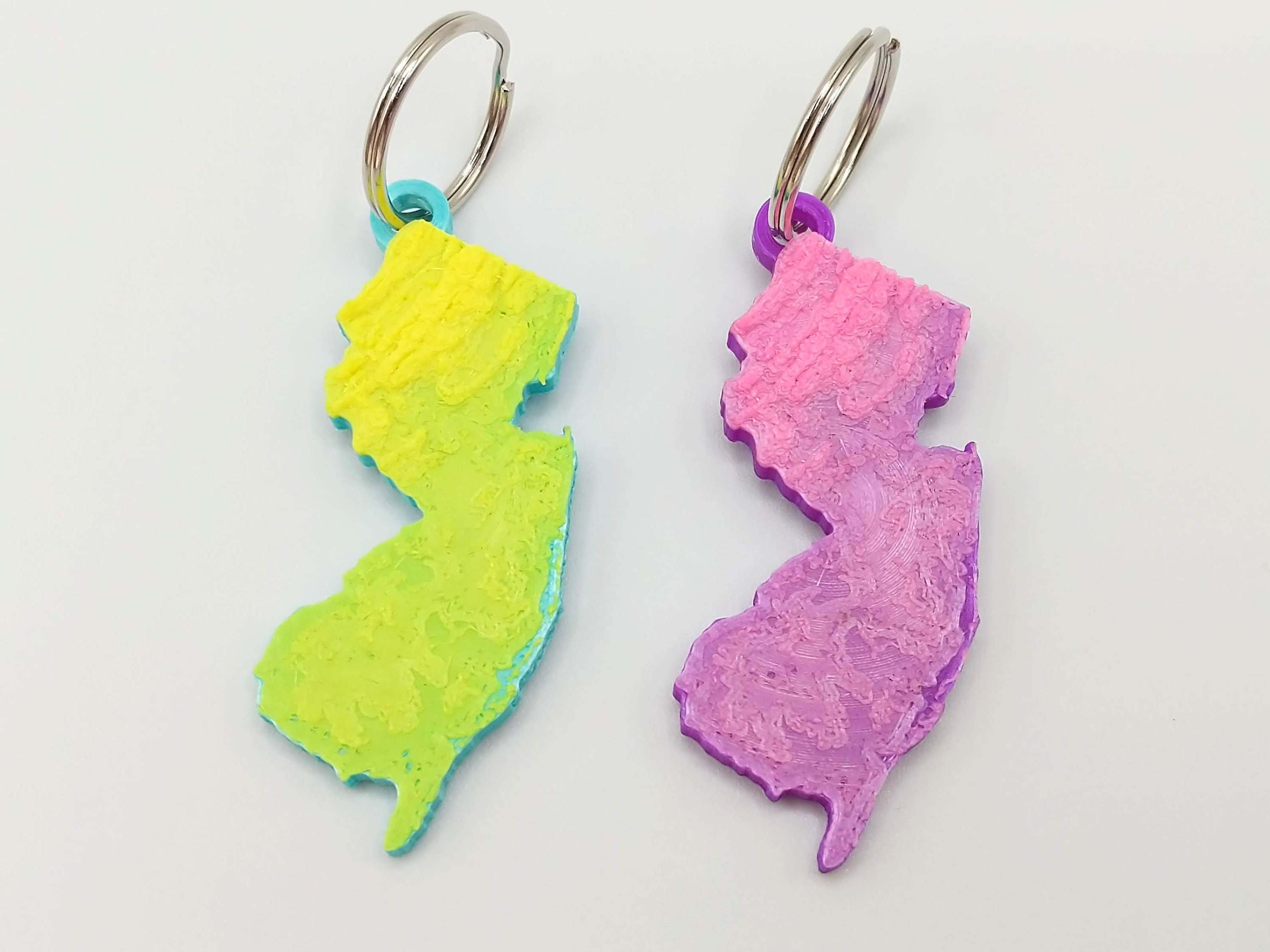 3d New Jersey Height Map Keychain Two Tone 3d Printed Keychain 3645