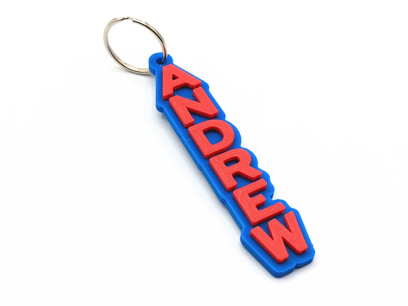 3D Personalized Two-tone Keychain VERTICAL LETTERING - 3D Printed With ...