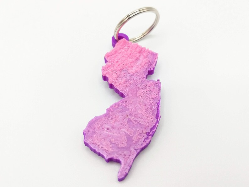 3D New Jersey Height Map Keychain - Two-tone 3D Printed Keychain ...