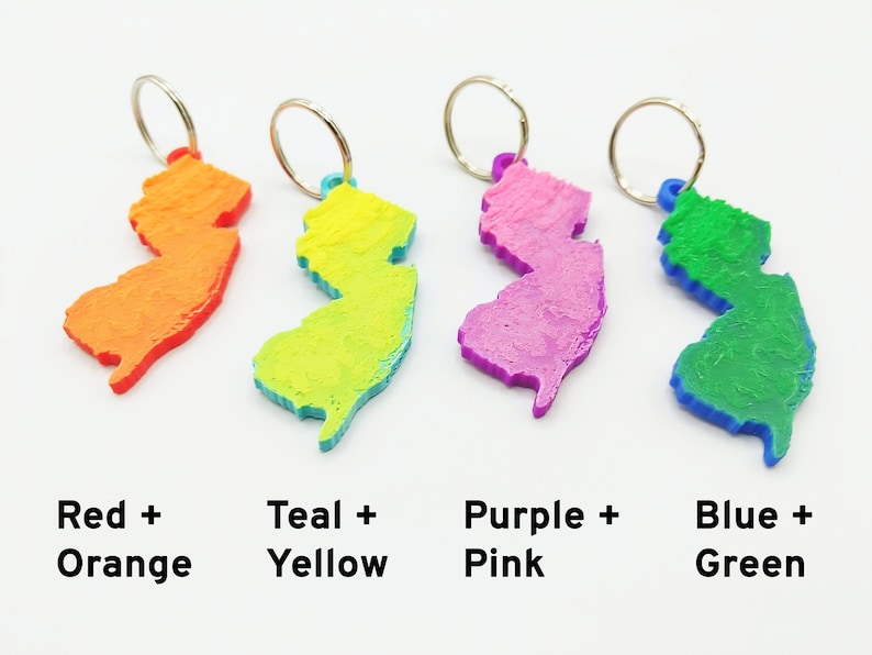 3D New Jersey Height Map Keychain - Two-tone 3D Printed Keychain ...