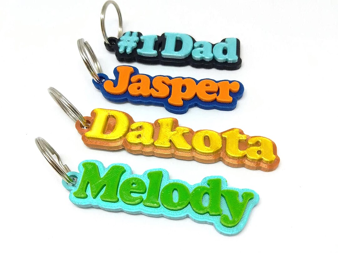3D Personalized Two-tone Keychain COOPER FONT - 3D Printed Custom Name ...