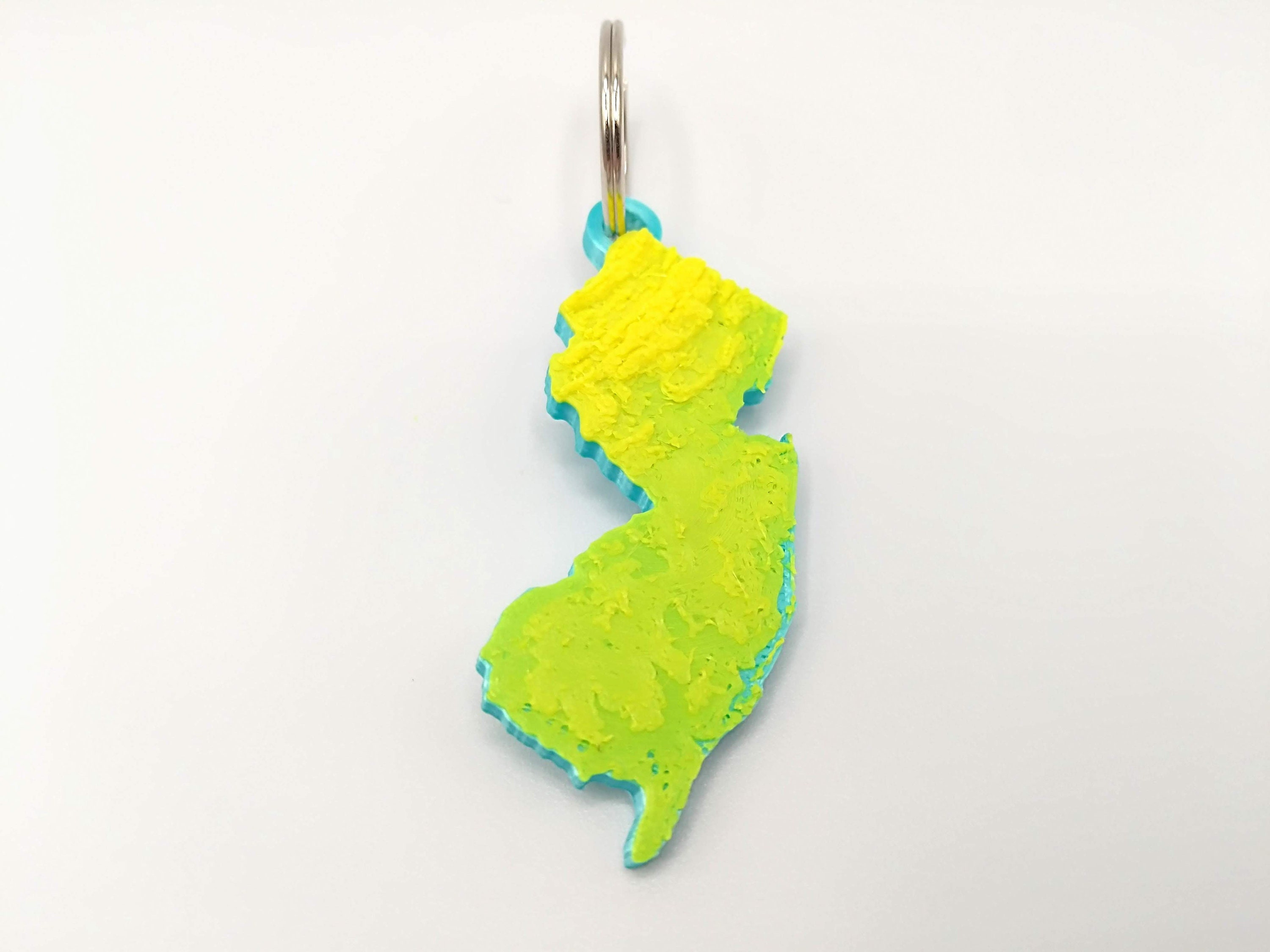 3D New Jersey Height Map Keychain - Two-tone 3D Printed Keychain ...