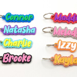3D Personalized Two-tone Keychain BUBBLEGUM FONT 3D Printed - Etsy