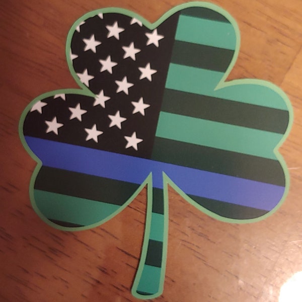 Thin Blue Line Irish Shamrock Sticker - Etsy