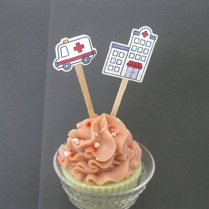 Ambulance / Hospital Cupcake Toppers Set of 8 made to Order - Etsy