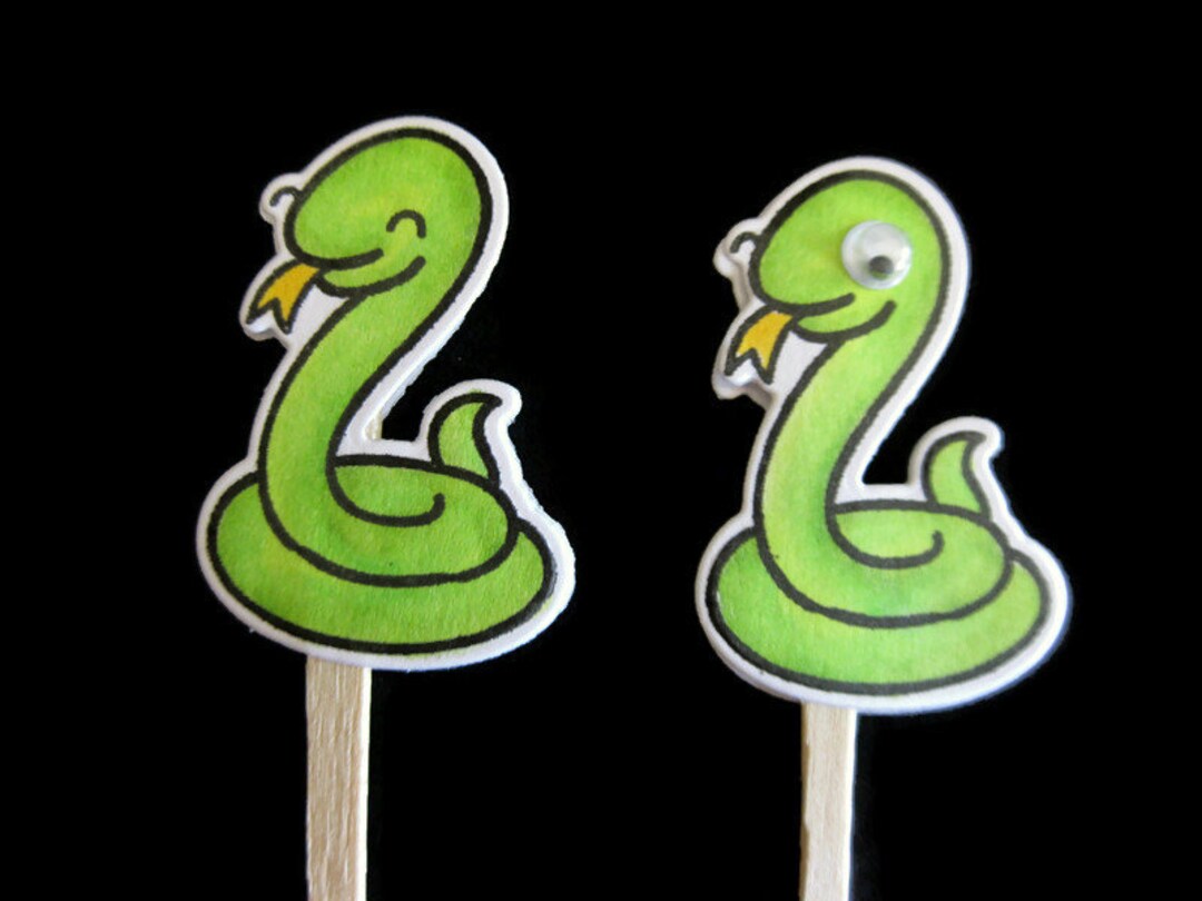 Snake Cupcake Toppers Set of 8 made to Order - Etsy