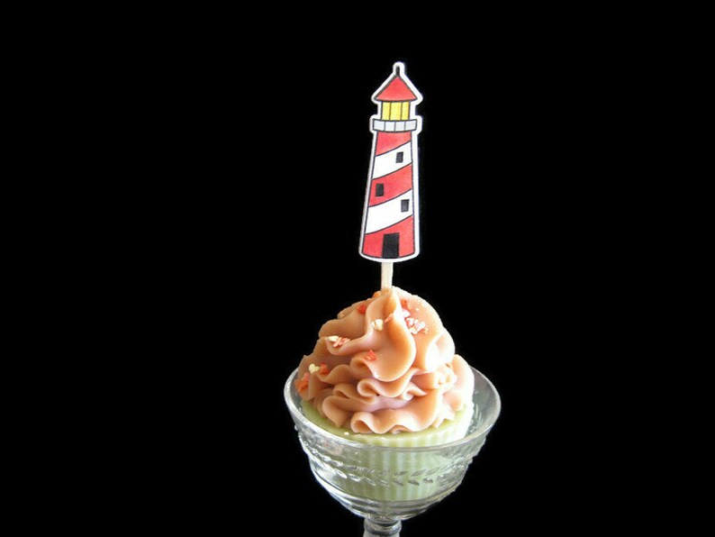 Lighthouse Cupcake Toppers Set of 8 made to Order - Etsy