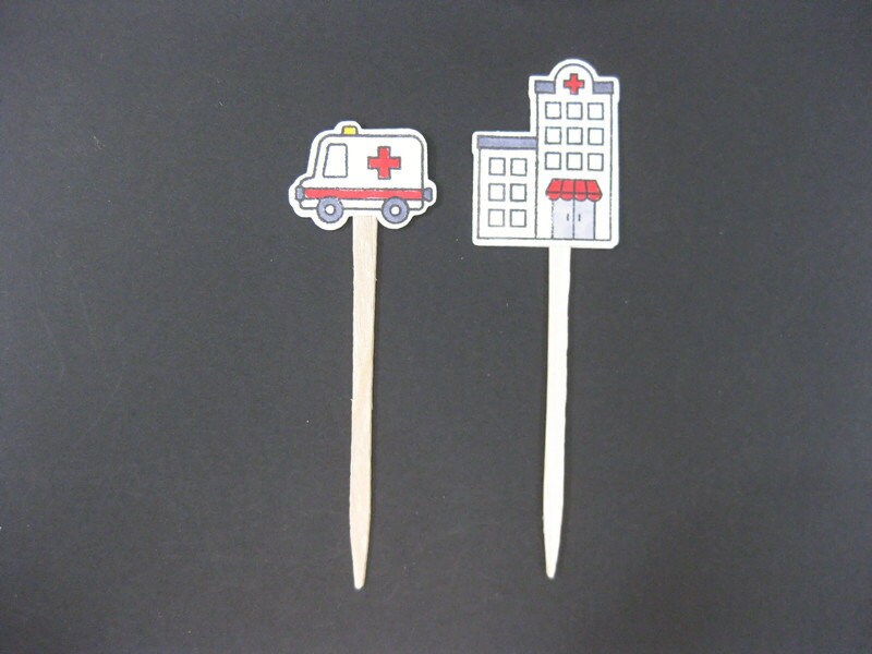 Ambulance / Hospital Cupcake Toppers Set of 8 made to Order - Etsy