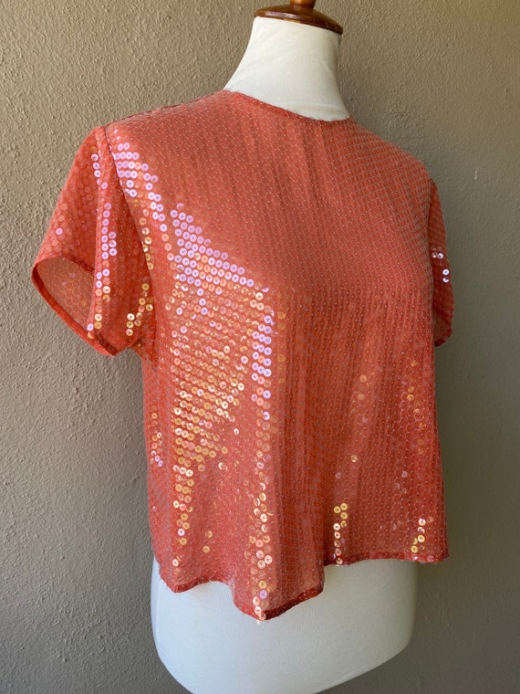 Peach Sequin Top - Gem