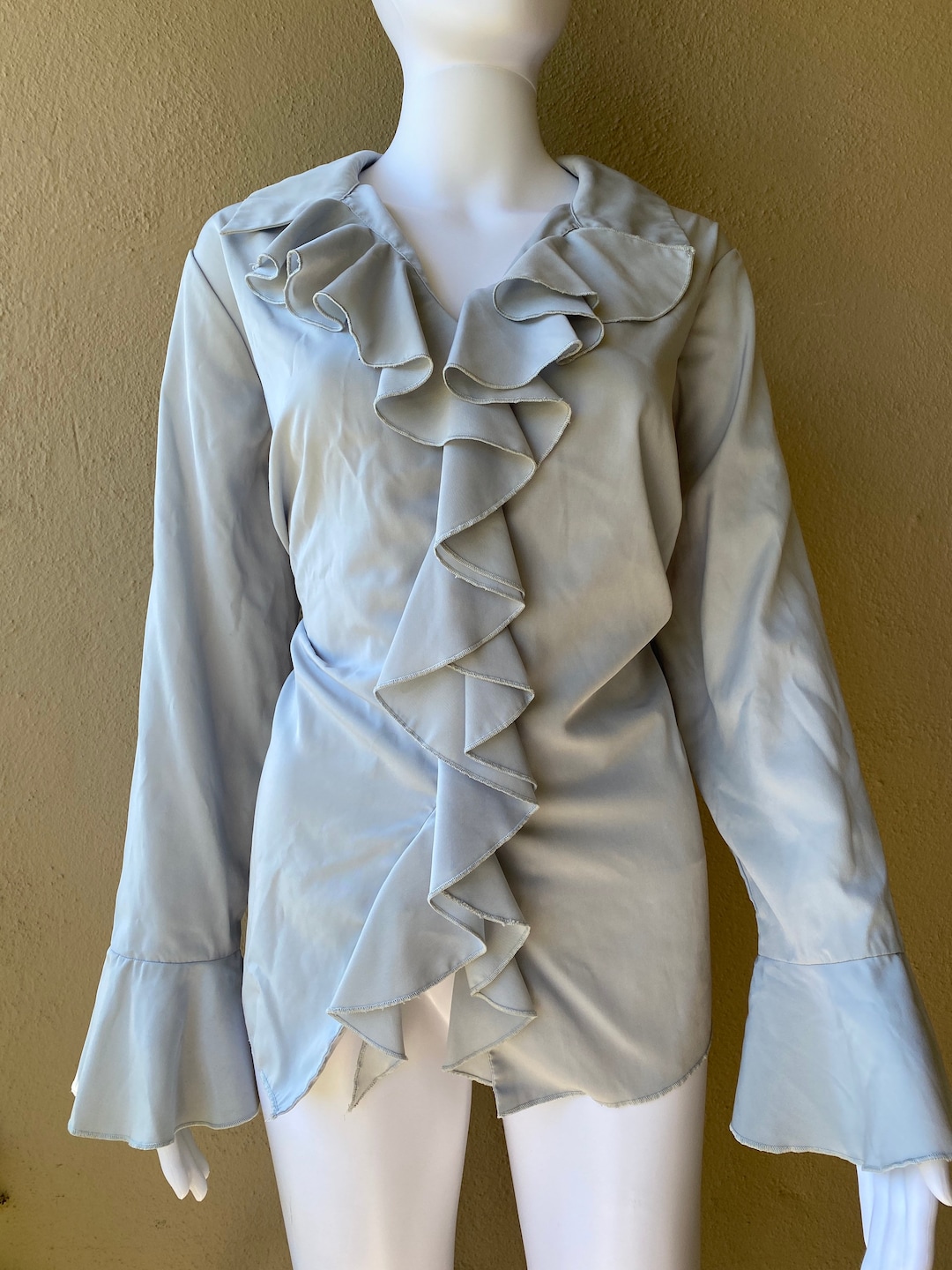 Grey Ruffle Blouse - Etsy