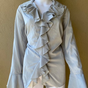 Grey Ruffle Blouse - Etsy