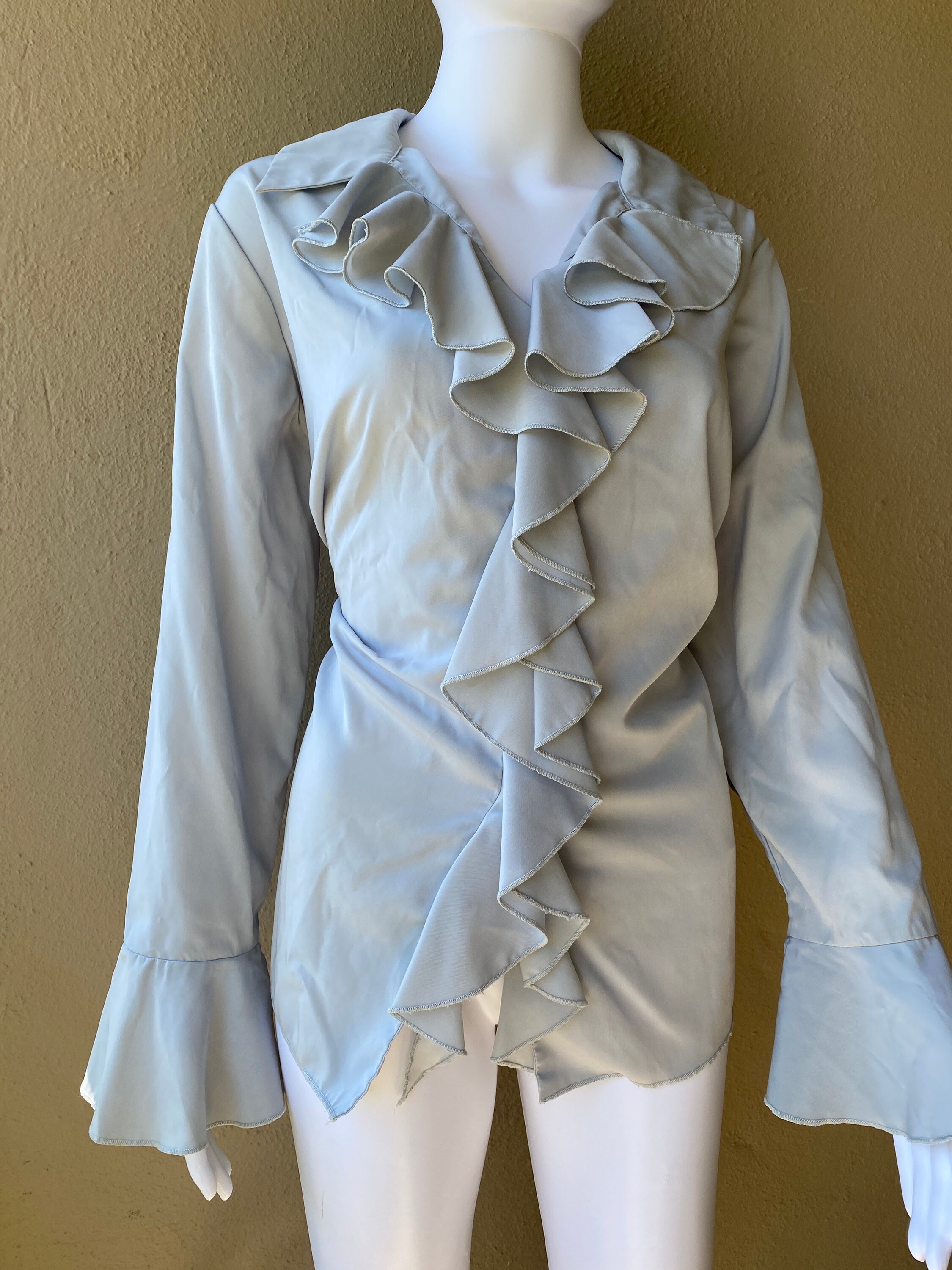 Grey Ruffle Blouse - Etsy