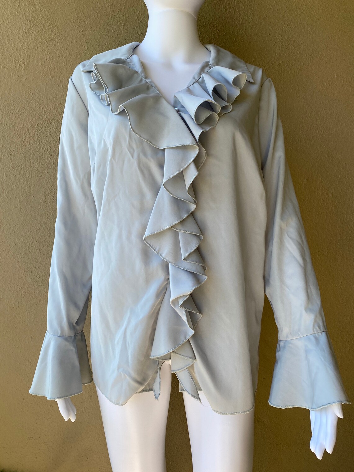 Grey Ruffle Blouse - Etsy