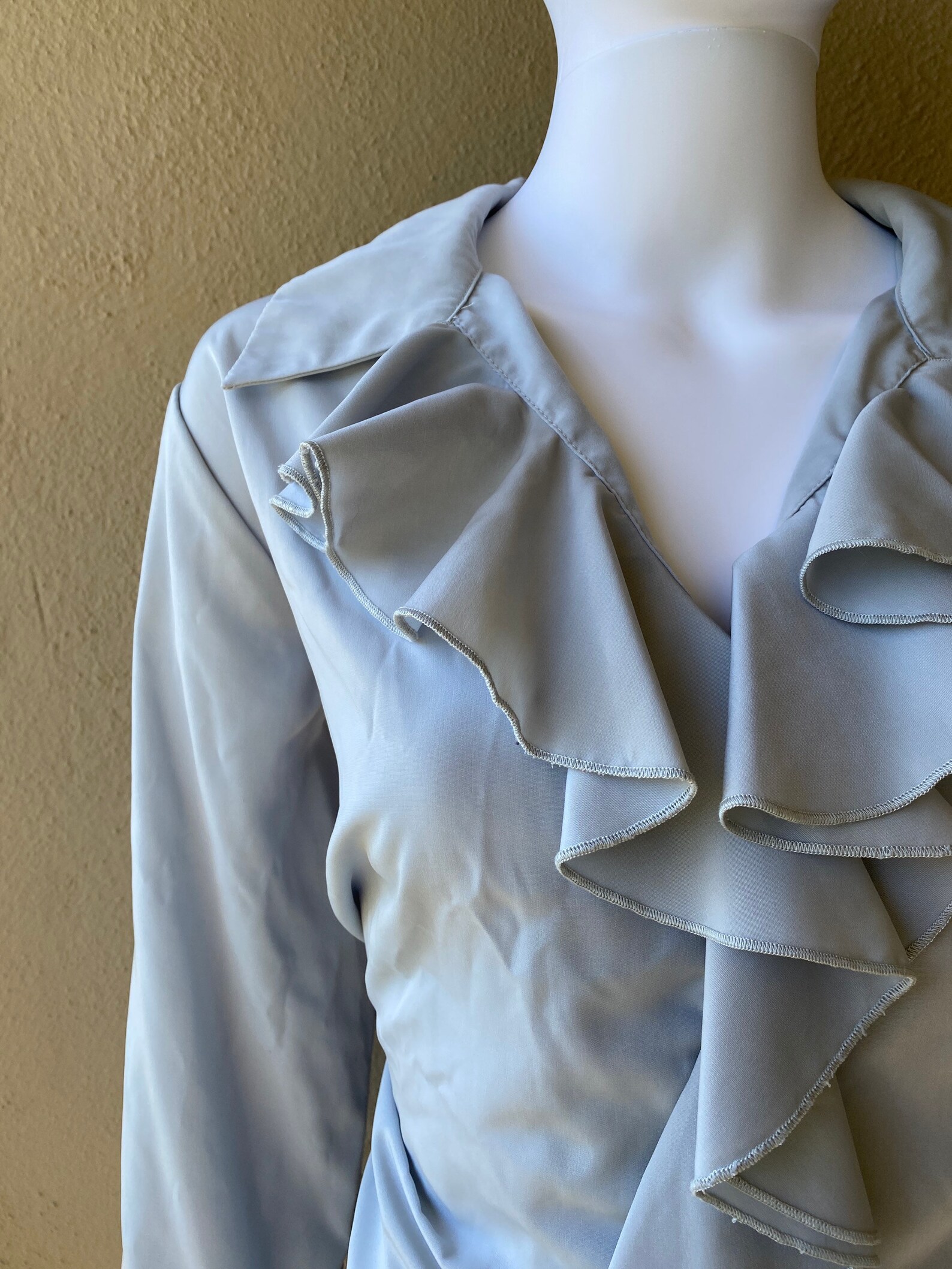 Grey Ruffle Blouse - Etsy
