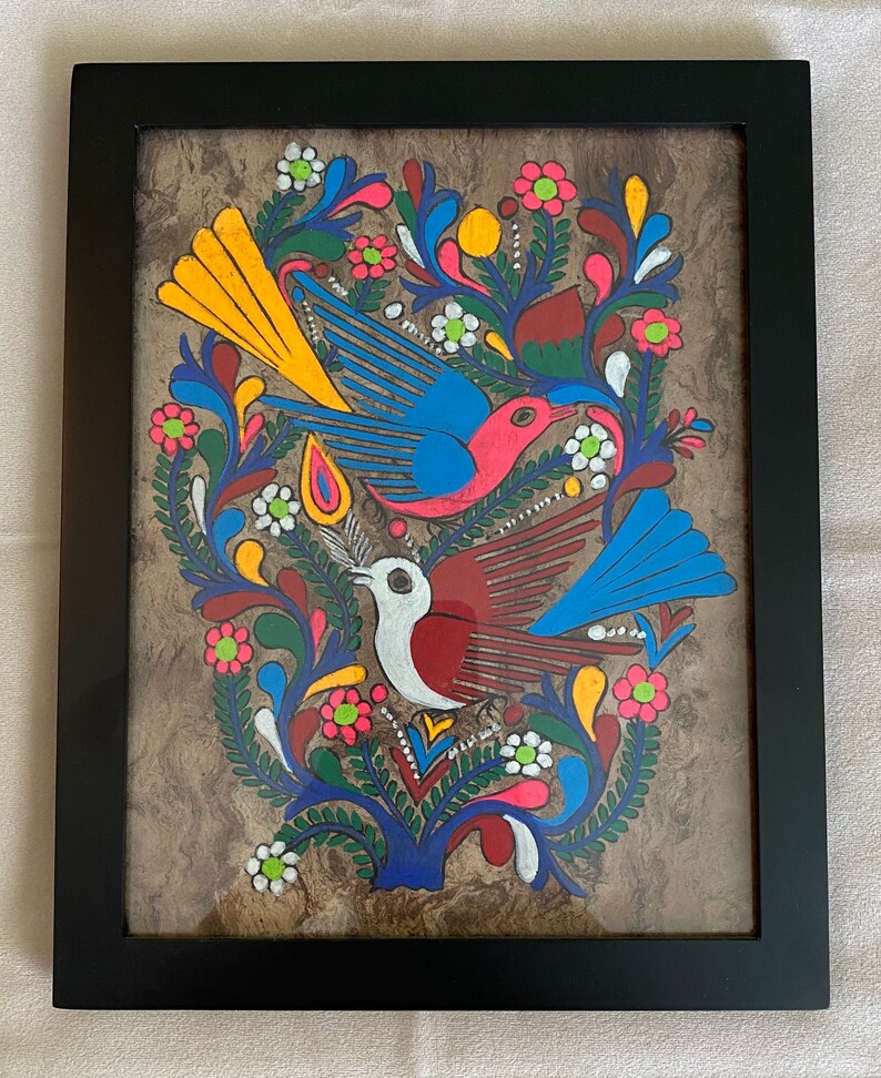 Vintage Mexican Amate Bark Framed Painting - Etsy
