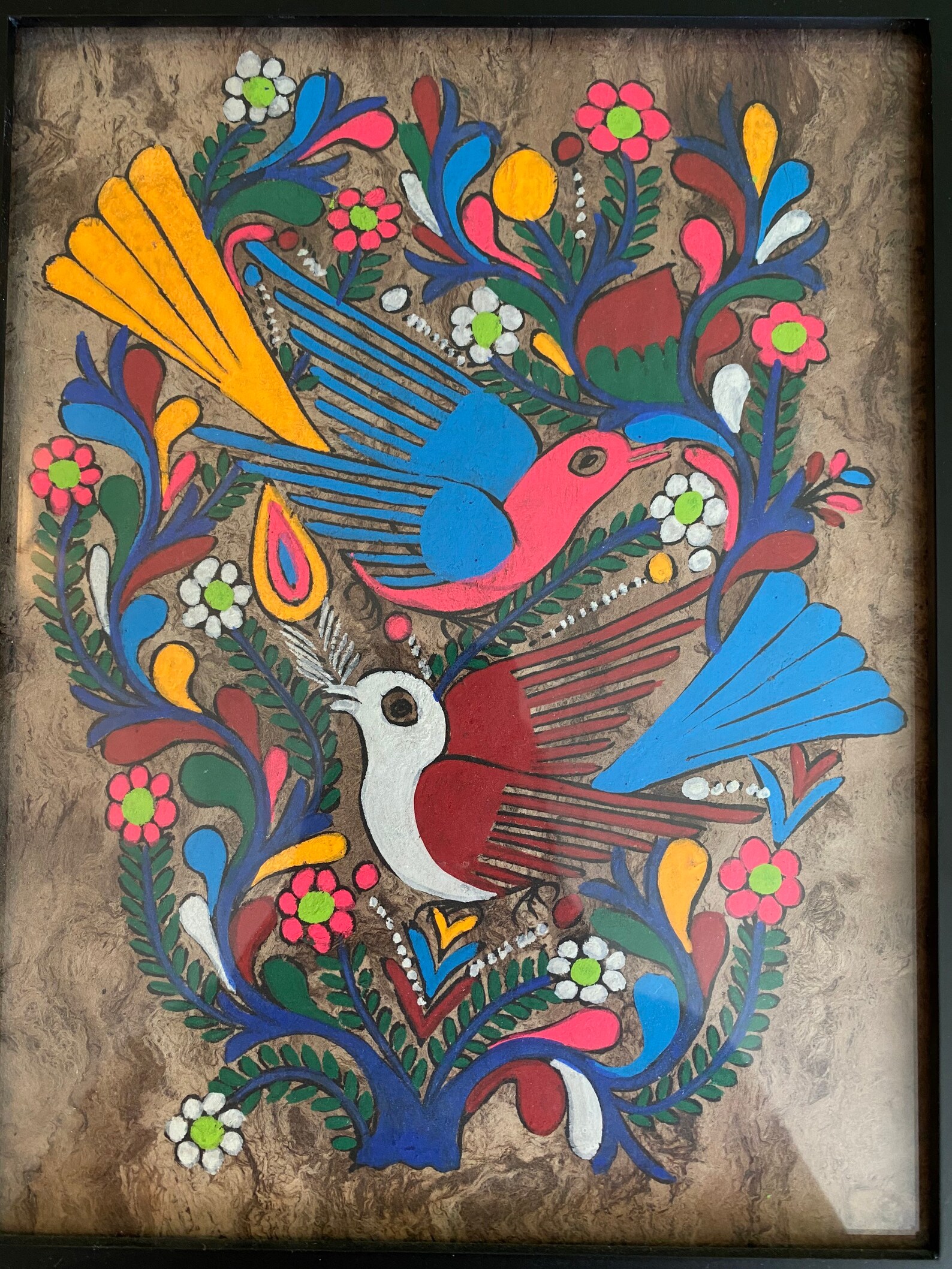 Vintage Mexican Amate Bark Framed Painting - Etsy