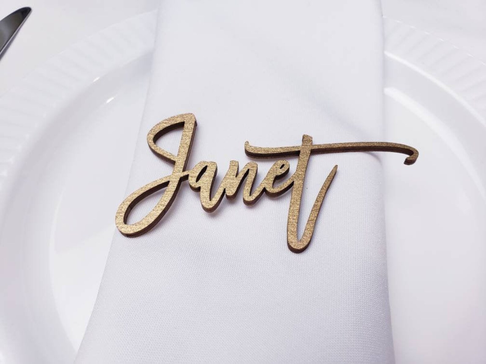 Fancy Wooden Plate Names Seating Labels Name Tags for | Etsy