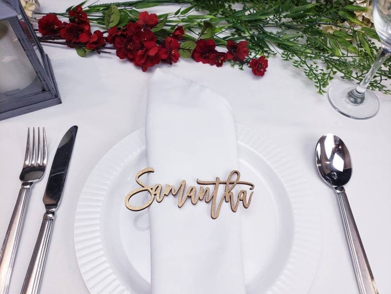Fancy Wooden Plate Names Seating Labels Name Tags for - Etsy