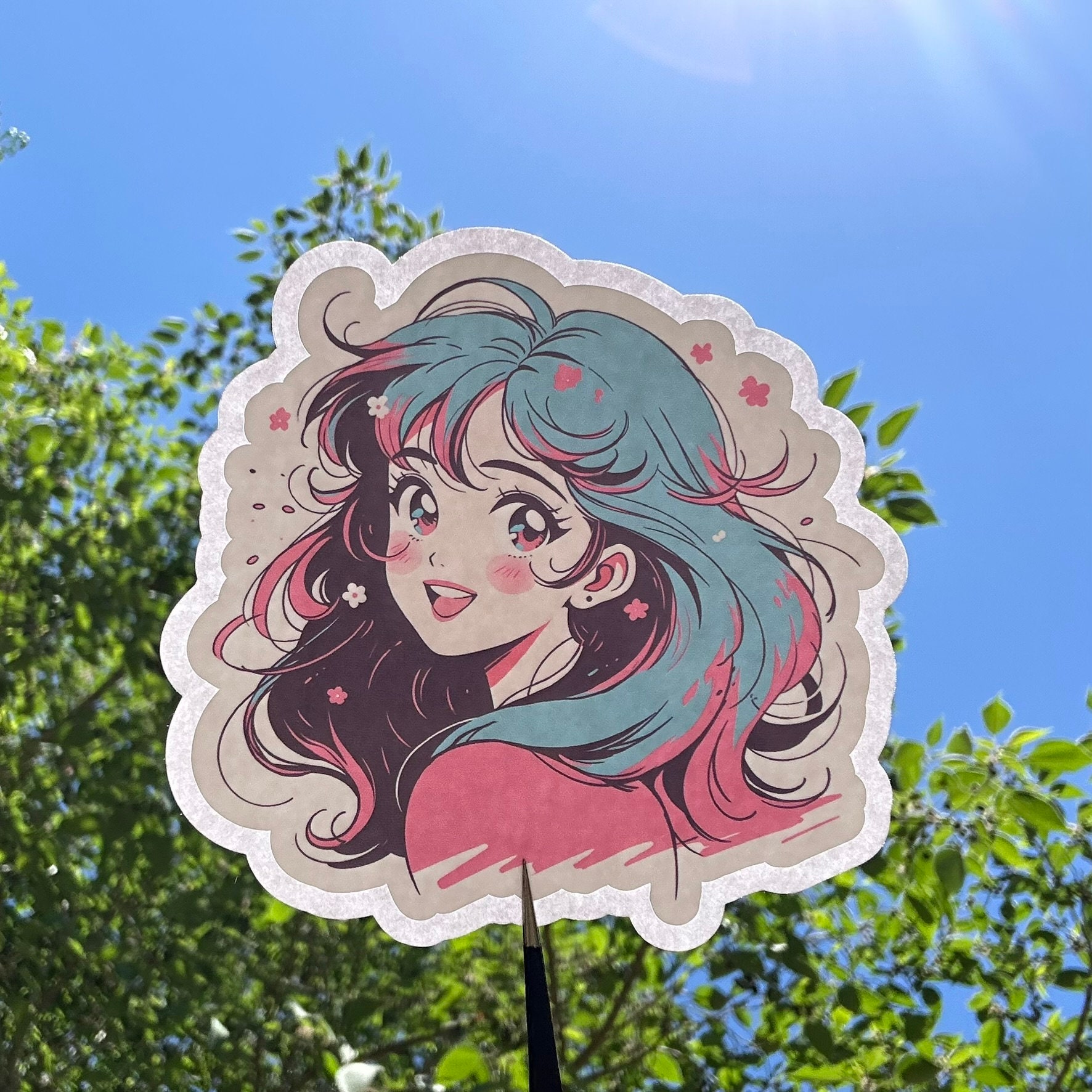 Nostalgia Stickers Anime Sticker Retro Pastel Pink Anime Girlie 80's ...