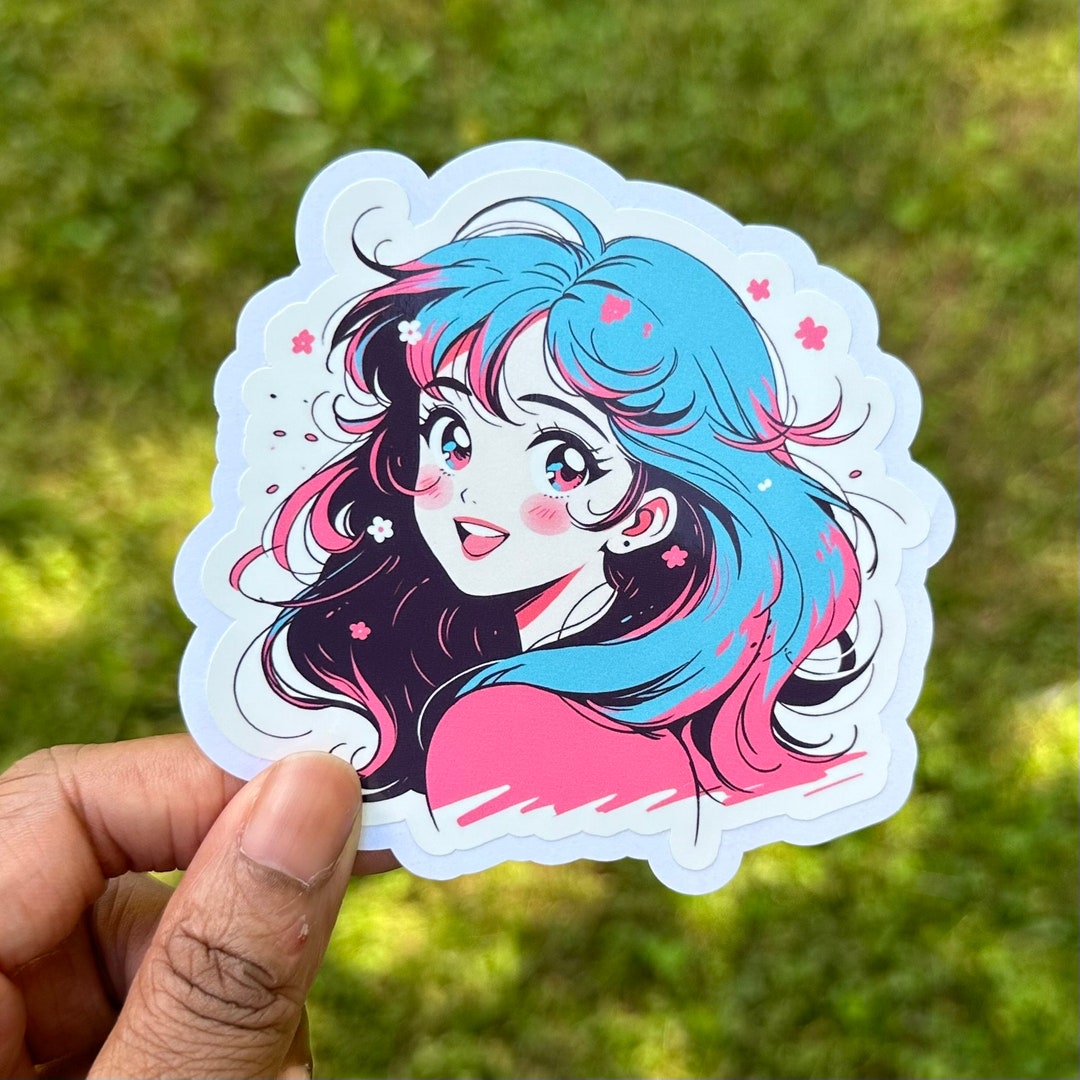 Nostalgia Stickers Anime Sticker Retro Pastel Pink Anime Girlie 80's ...
